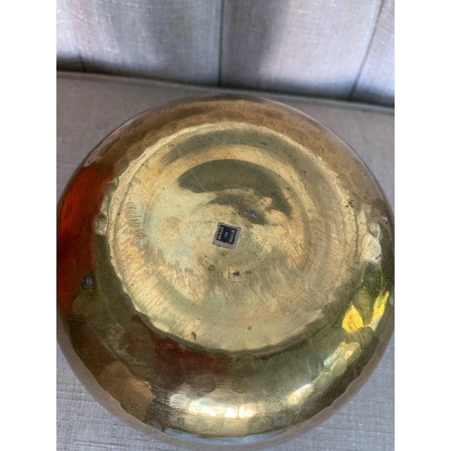 Vintage Serving Hammered Solid Brass Bowl & Vase | Chairish