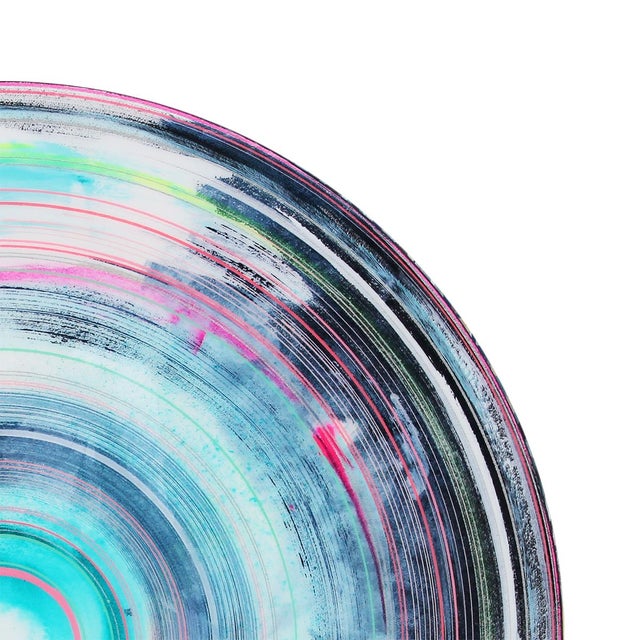 2022 "Space Cowboy Ii" Neon Teal, Pink, Teal, and Dark Blue Op Art ...