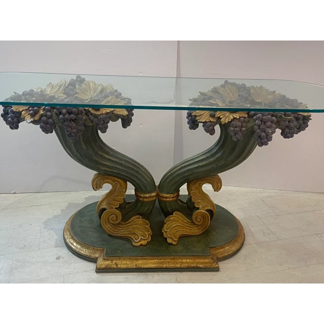 Italian Craved Wood Cornucopia Console Table | Chairish