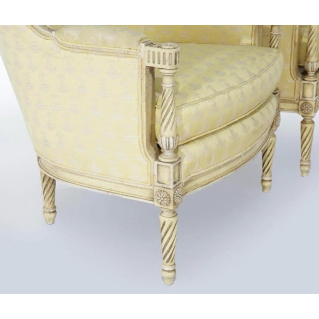 1950s French Louis XVI Style Carved and Painted Bergere Chairs by ...