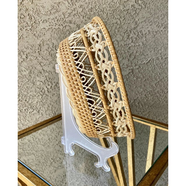 Circa 1960 Delicately Handwoven Rattan & Raffia Rounded Corner Square ...