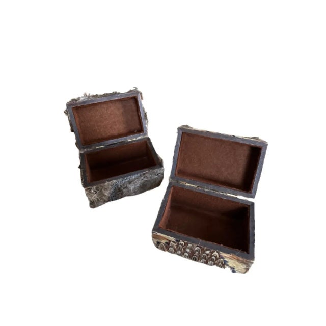 1975 Early Arthur Court Folk Art Feather Boxes - a Pair | Chairish