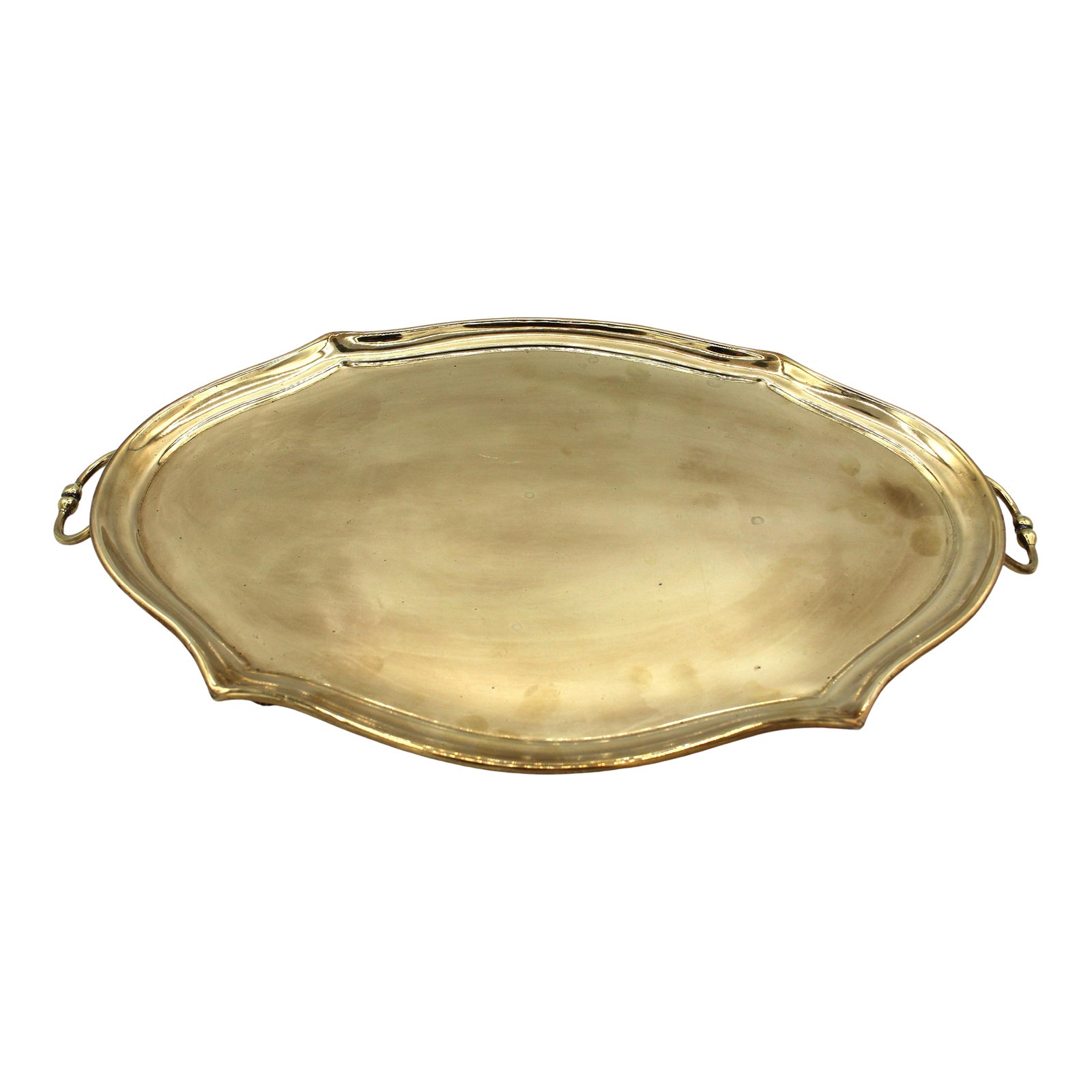 Mid-20th Century Cartouche Form Brass Cocktail Tray, English | Chairish