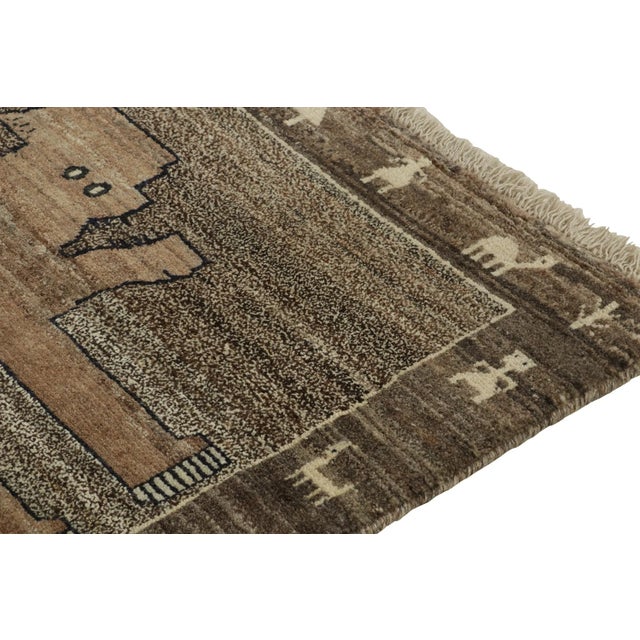 Rare Vintage Gabbeh Tribal Rug in Gray With Brown Animal Pictorial ...