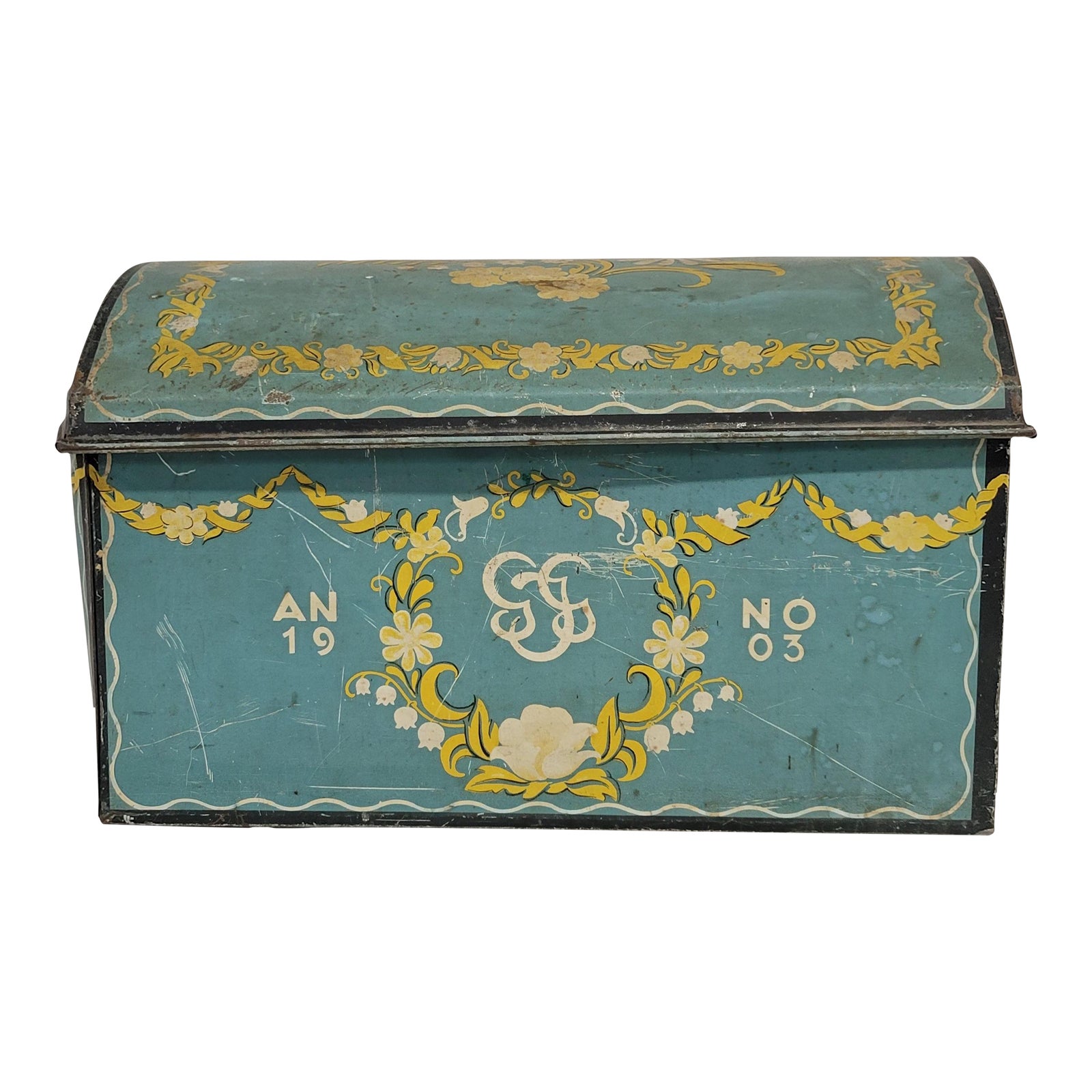 Antique 1904 Swedish Large Chocolate Tin | Chairish