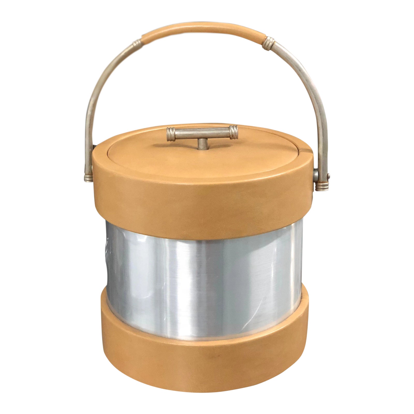 Vintage Vinyl and Chrome Ice Bucket | Chairish