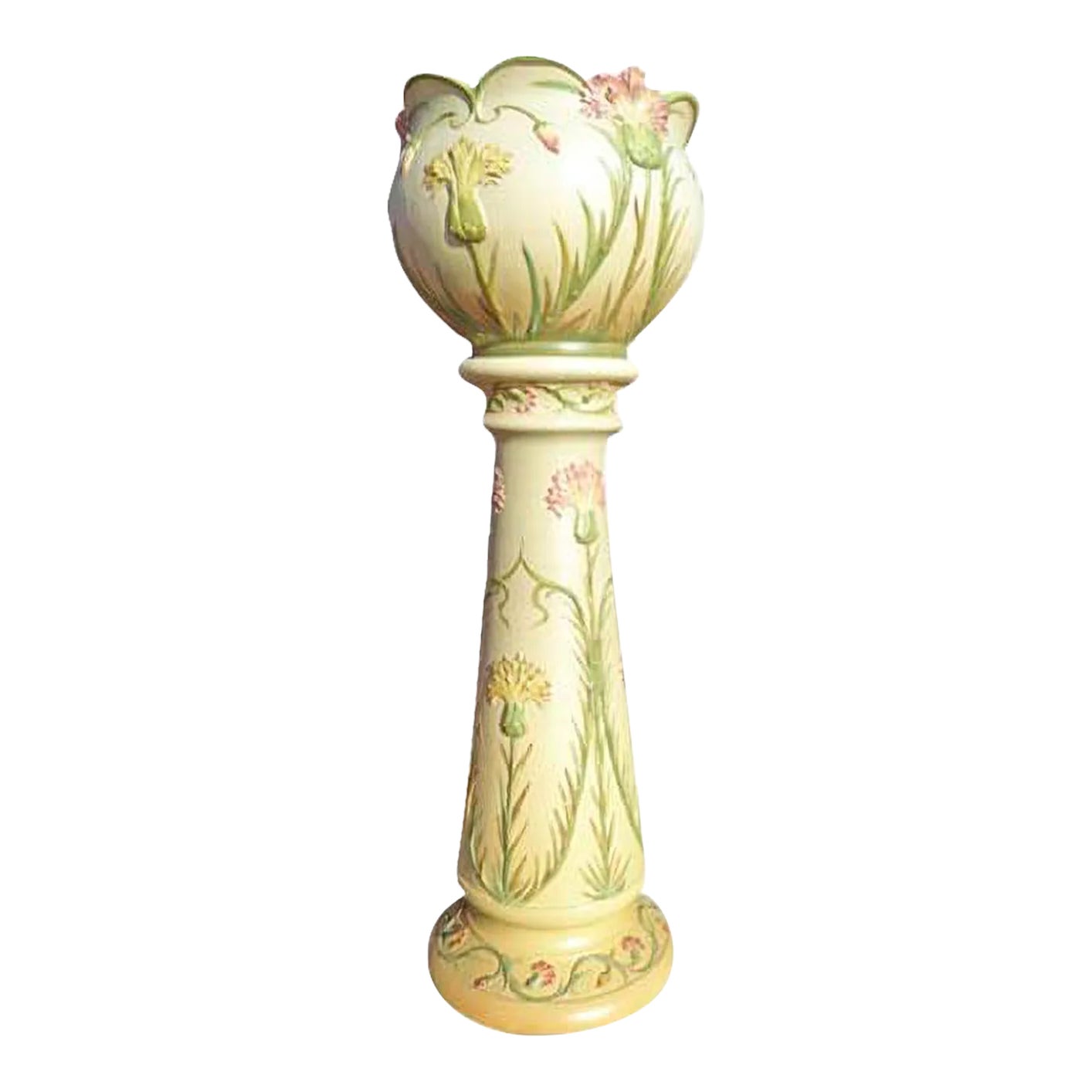 Art Nouveau Cachepot Sur Colonne Planter on Display by Jean Massier for ...