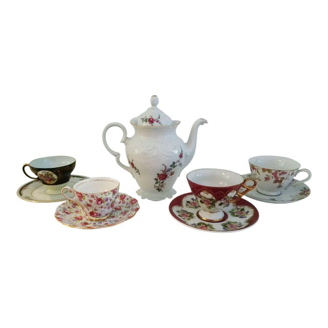Vintage Rose Garden Tea Set, 9 Pcs | Chairish