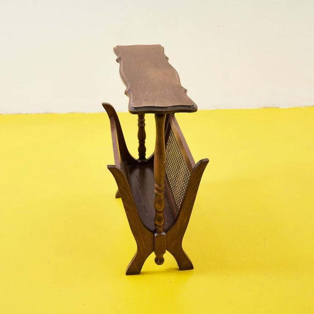 Carved Wooden Magazine Rack | Chairish
