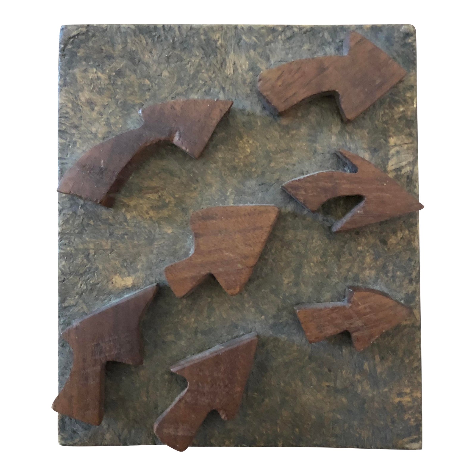 Vintage Arrows Wooden Block Carving | Chairish