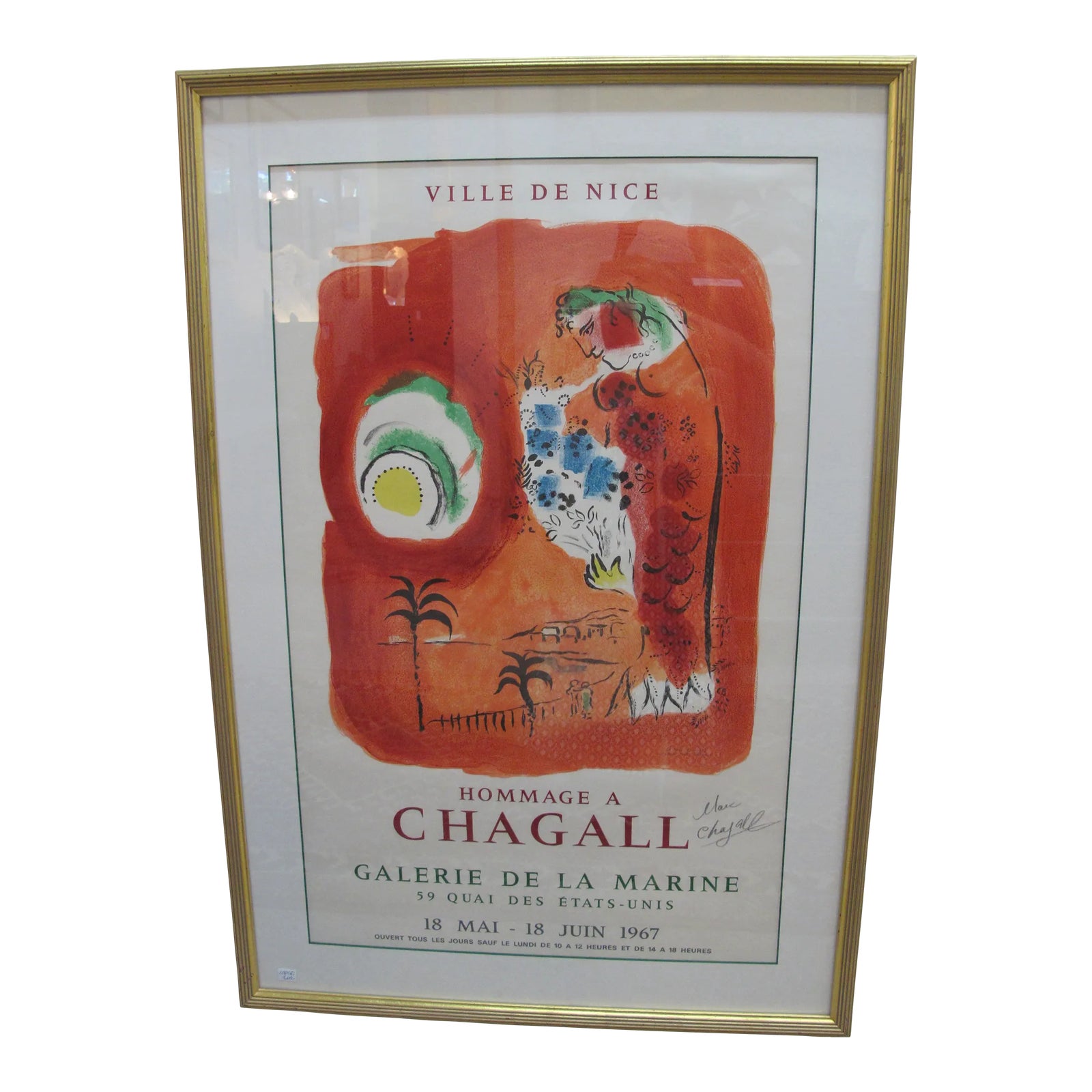 Homage Marc Chagall Ville De Nice Signed Framed Red Siren Exhibition ...