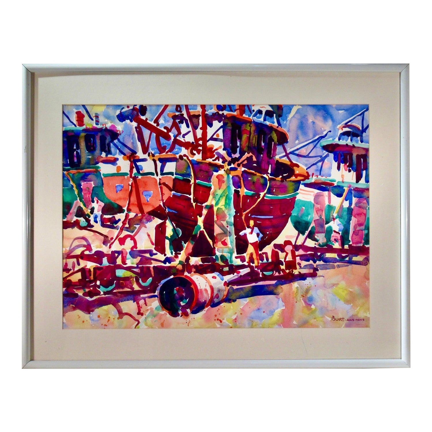 Allen Daniel (Dan) Burt At The Dock C. 1980 Painting | Chairish