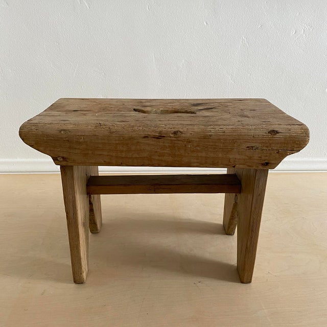 Early 20th Century Rustin Pine Stool | Chairish