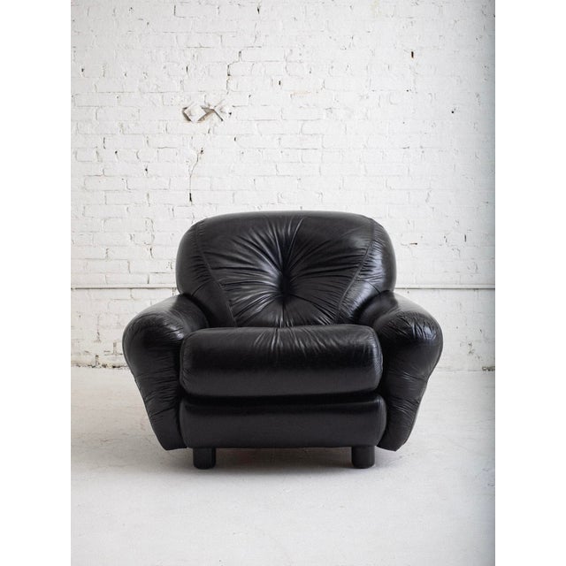 Space Age Overstuffed Leather Lounge Chair | Chairish