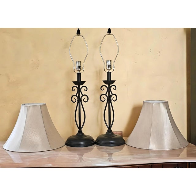21st Century Wrought Iron Table Lamps - a Pair | Chairish