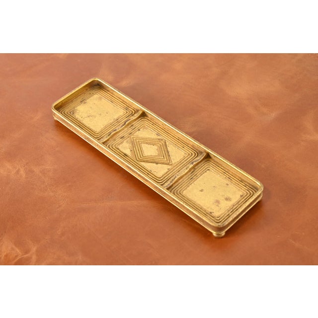 Tiffany Studios New York Graduate Bronze Doré Pen Tray | Chairish