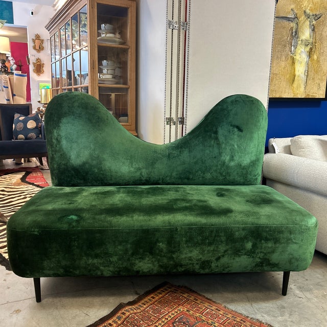 Mid Century Rich Emerald Color Settee/ Sofa Restored | Chairish