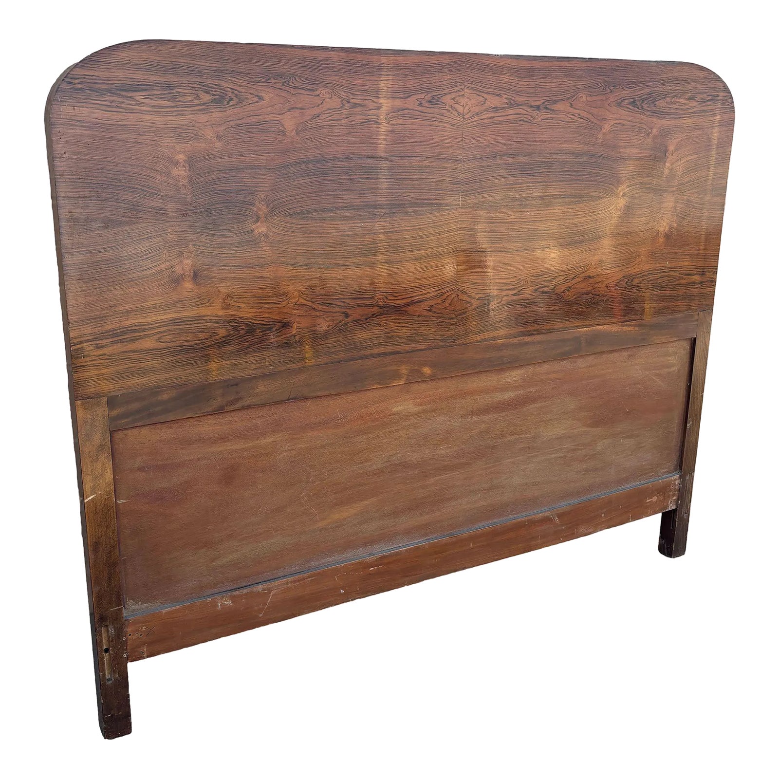 1930s Steamline Art Deco Full-Size Tiger Oak Headboard | Chairish