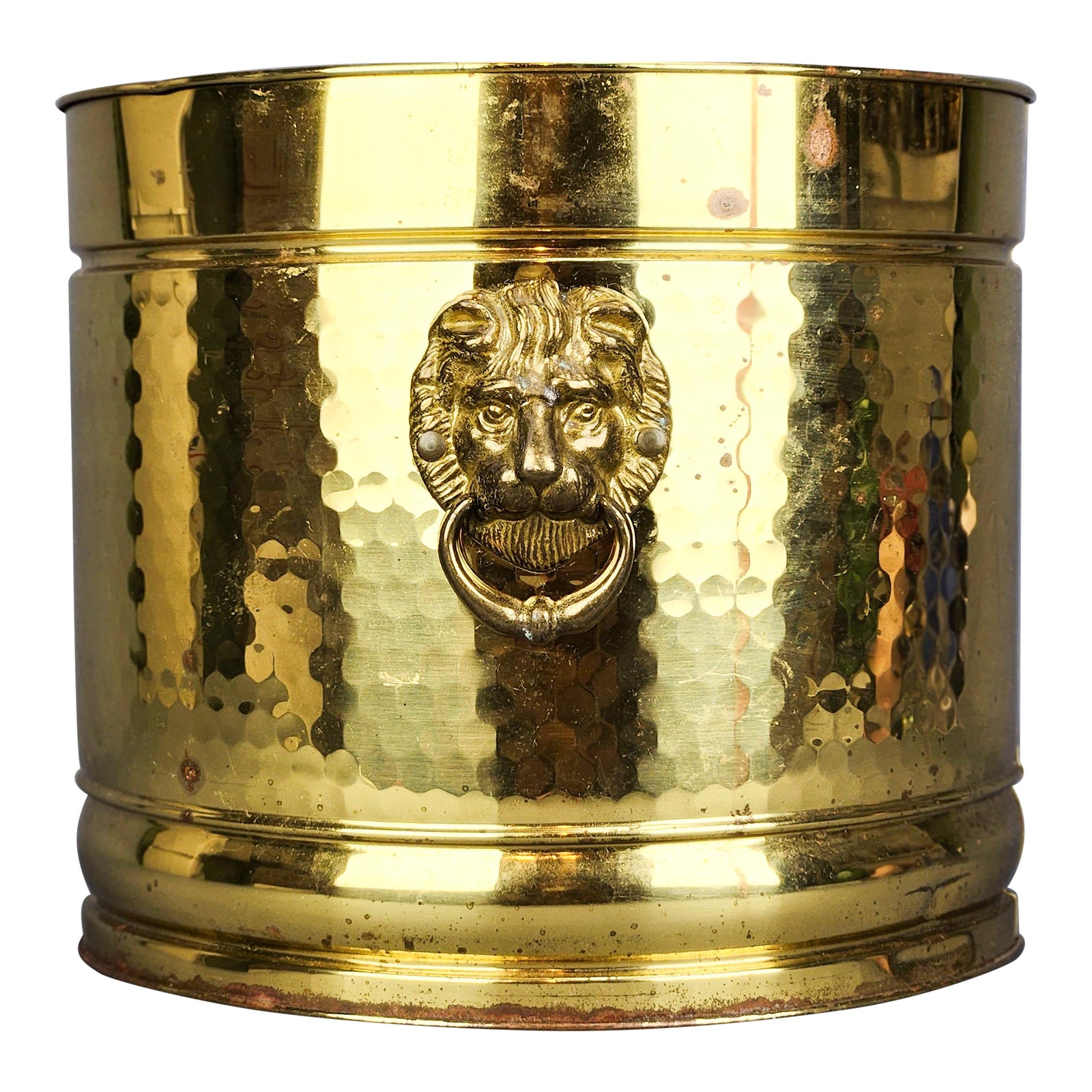 Vintage Bristol Brass Wildwood Industries Hammered Brass Planter With ...