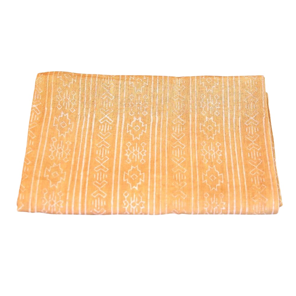 Lemon Chiffon Ohtli Aztec Print Linen Throw | Chairish