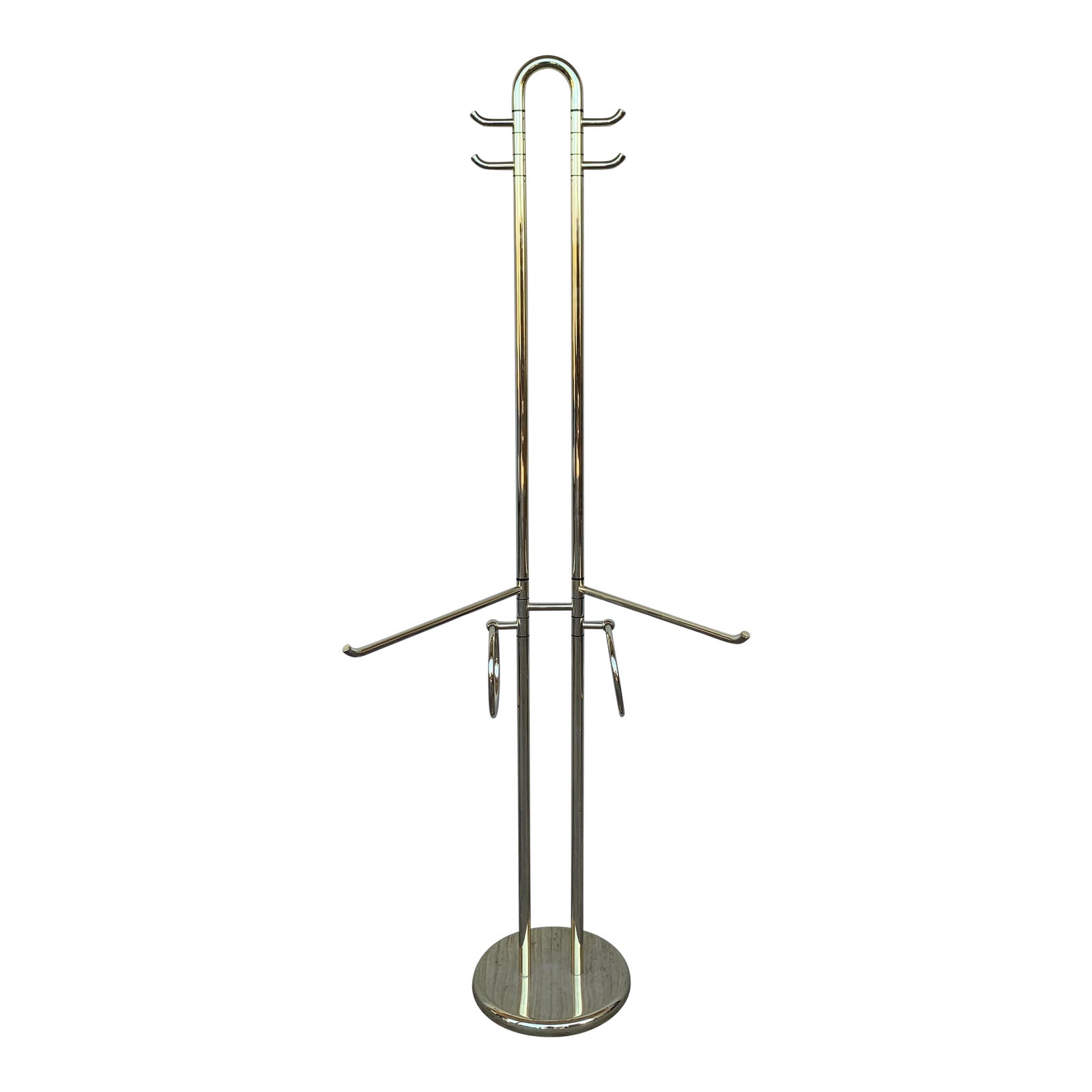 Mid Century Modern Italian Brass Coat Stand With Round Base, Italy ...