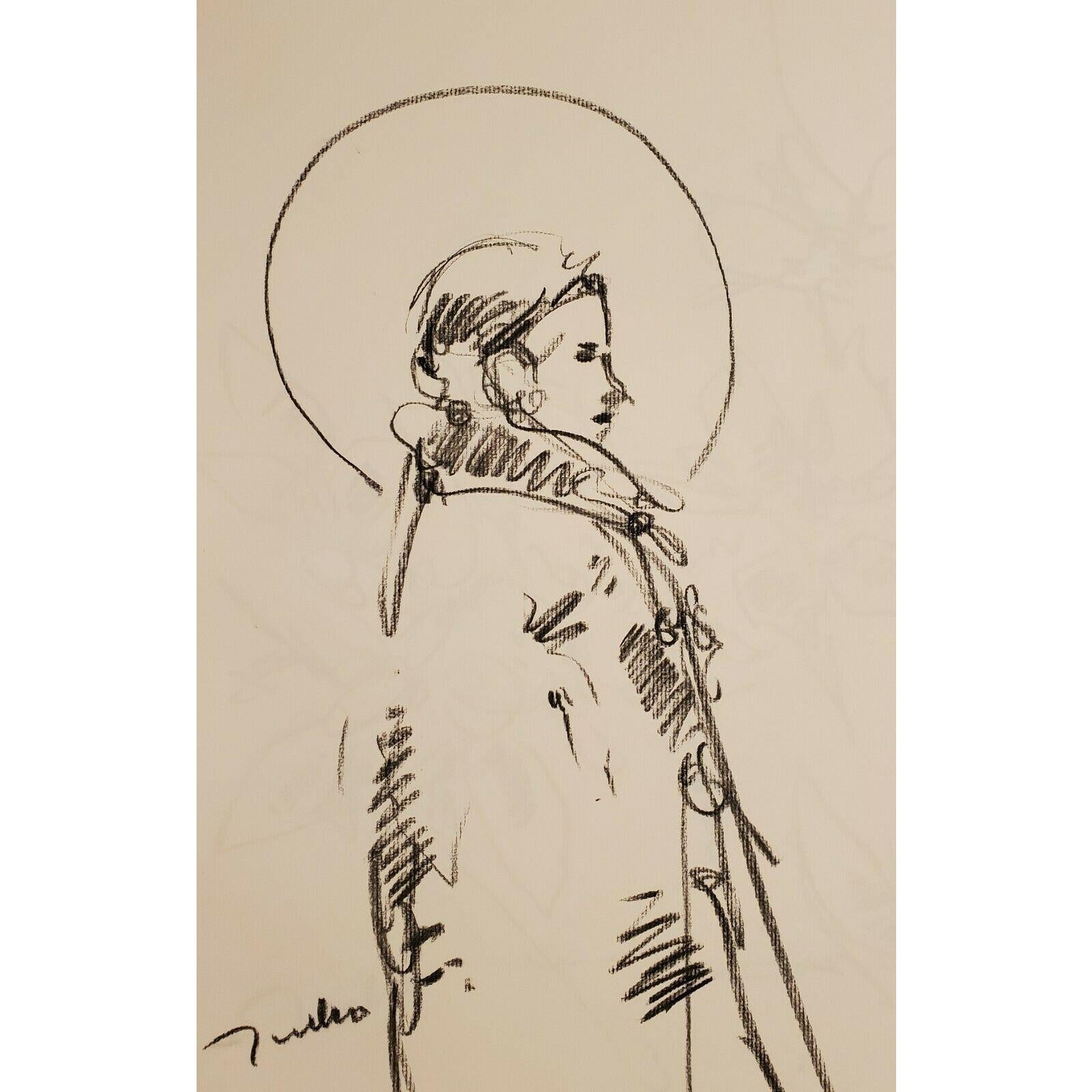 Saint Figure Original Charcoal Paper Sketch Drawing by Jose Trujillo ...