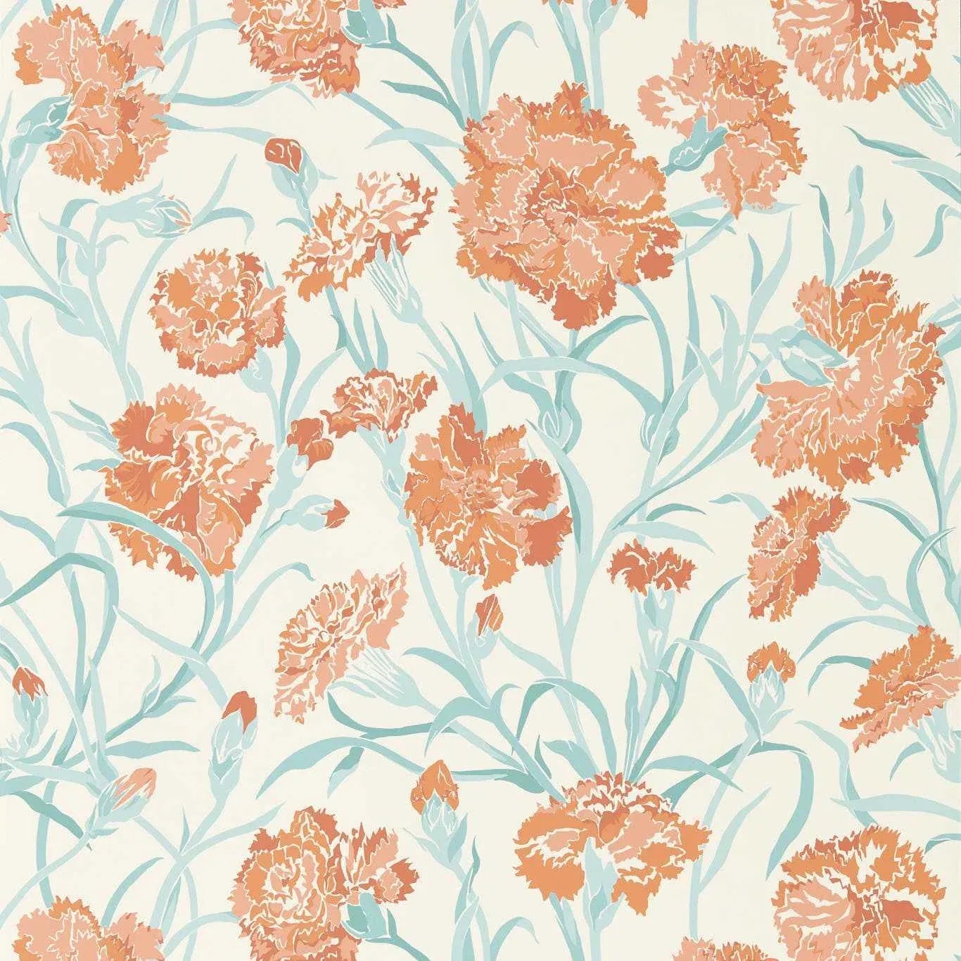 Harlequin Fleur de Joie Wallpaper in Paprika/Aqua/Soft Focus - a Sample ...
