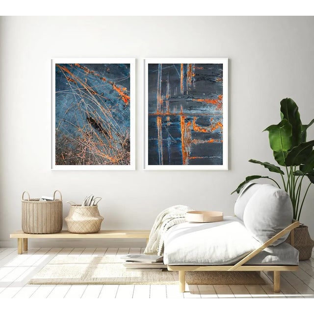 Abstract Art Prints Set, Large Industrial Wall Art Series, Rust Art ...
