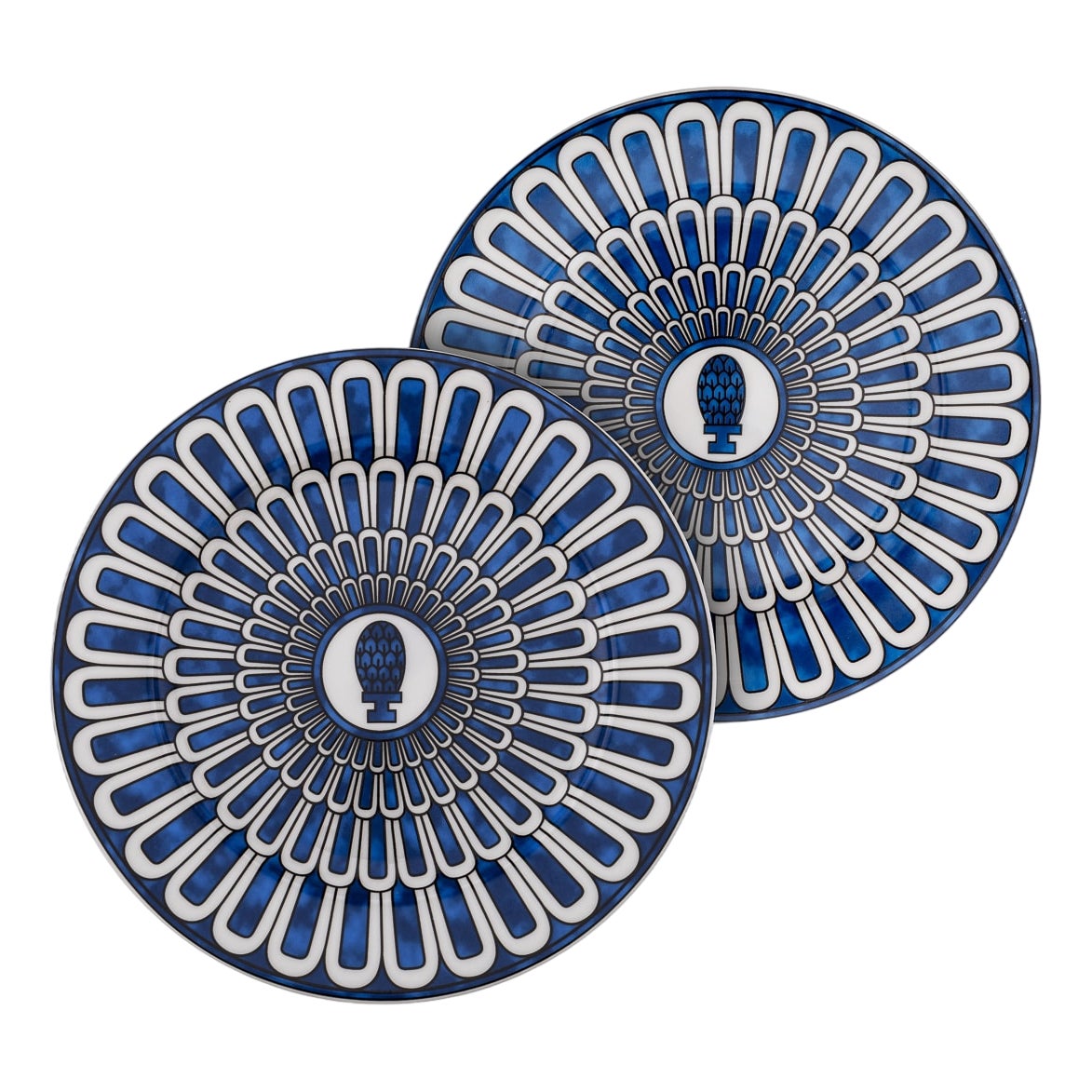 French Ceramic Bleus Dailleurs Dessert Plates by Hermes for Hermès ...