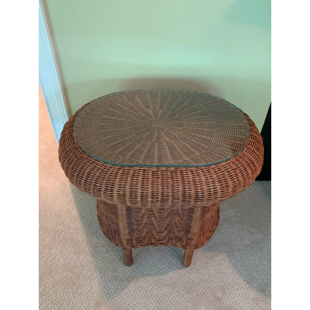 1990s Wicker End Table | Chairish