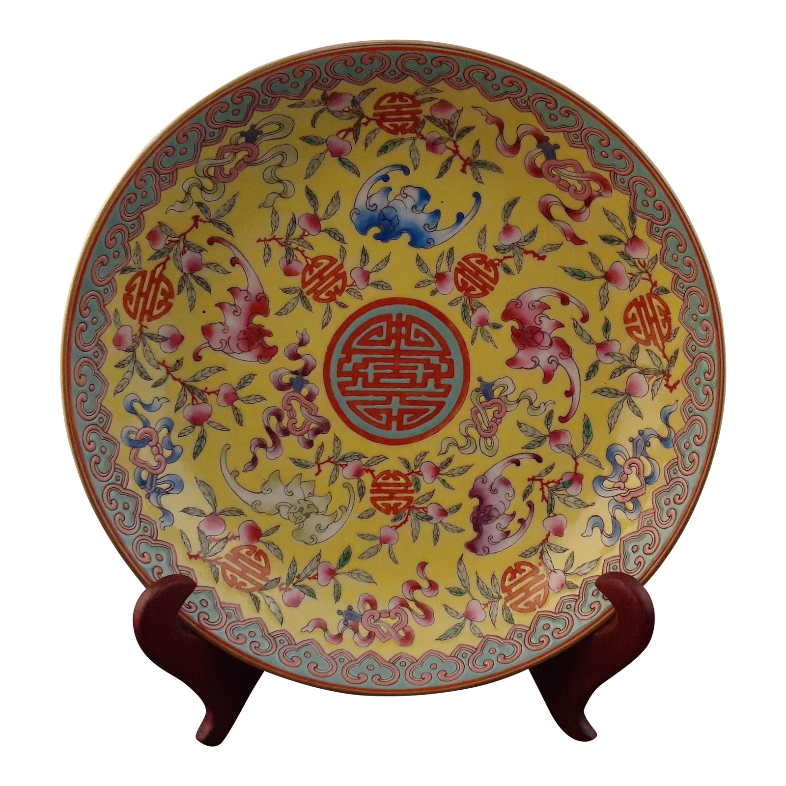 Early 20th Century Chinese Porcelain Wu Fu Peng Shou Bowl | Chairish