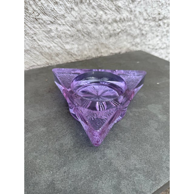 1960s Alexandrite Neodymium Pressed Glass Triangle Ashtray Votive ...