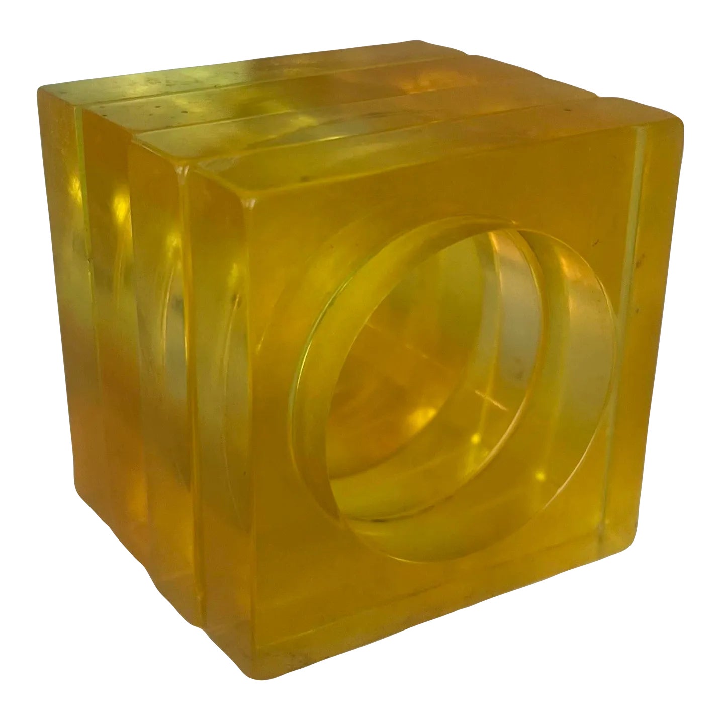 1970’s Yellow Lucite Pop Art Napkin Rings - Set of 4 | Chairish