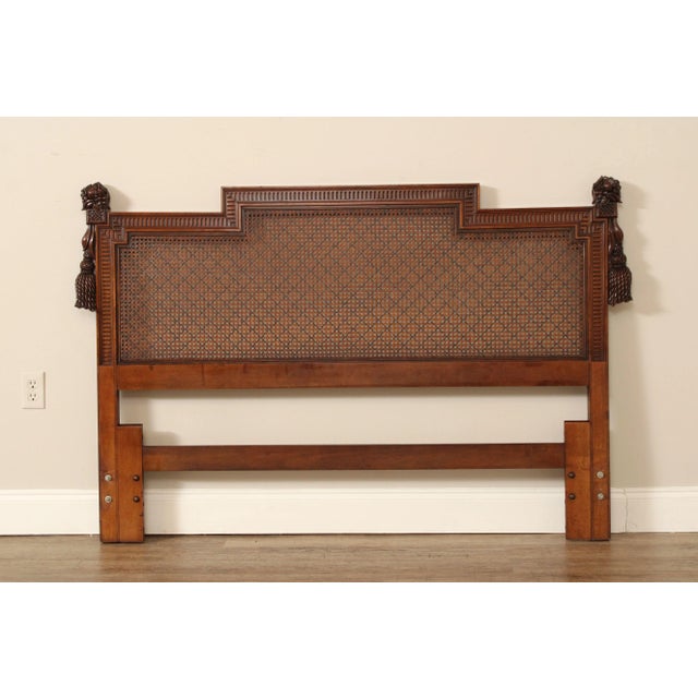 French Country Style Caned and Carved Queen Headboard | Chairish