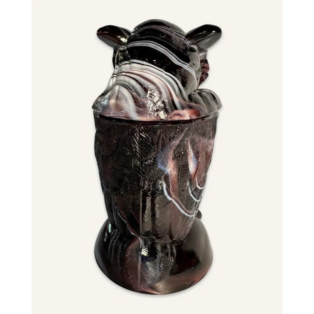 1960s Imperial Glass Purple Slag Glass Owl Lidded Jar Chairish