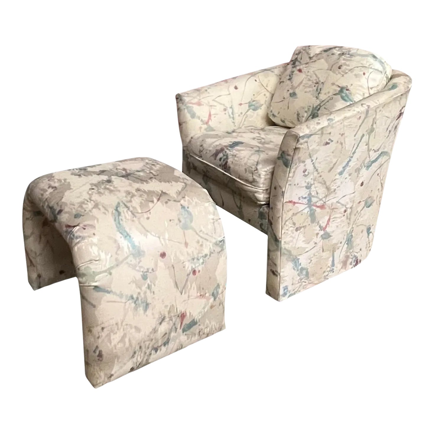 Post Modern Armchair and Waterfall Ottoman by Bernhardt After Karl ...