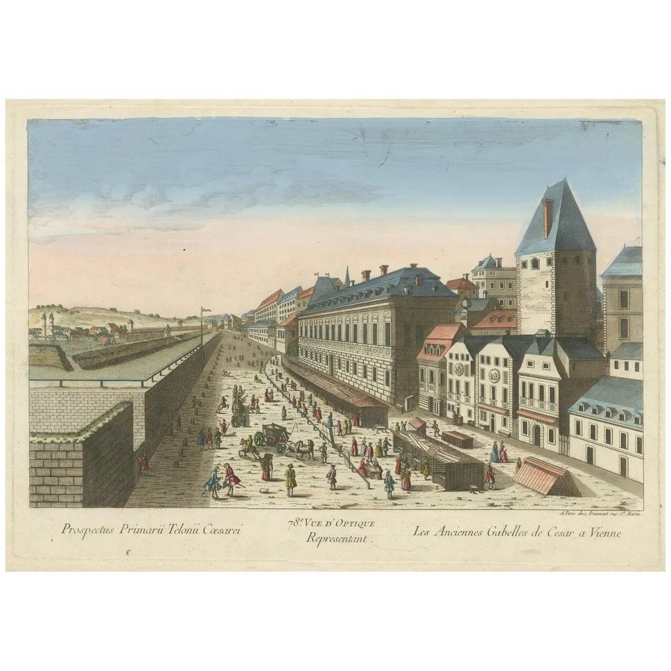 Hand-Colored Optical View of Vienna, 1780, Paper | Chairish
