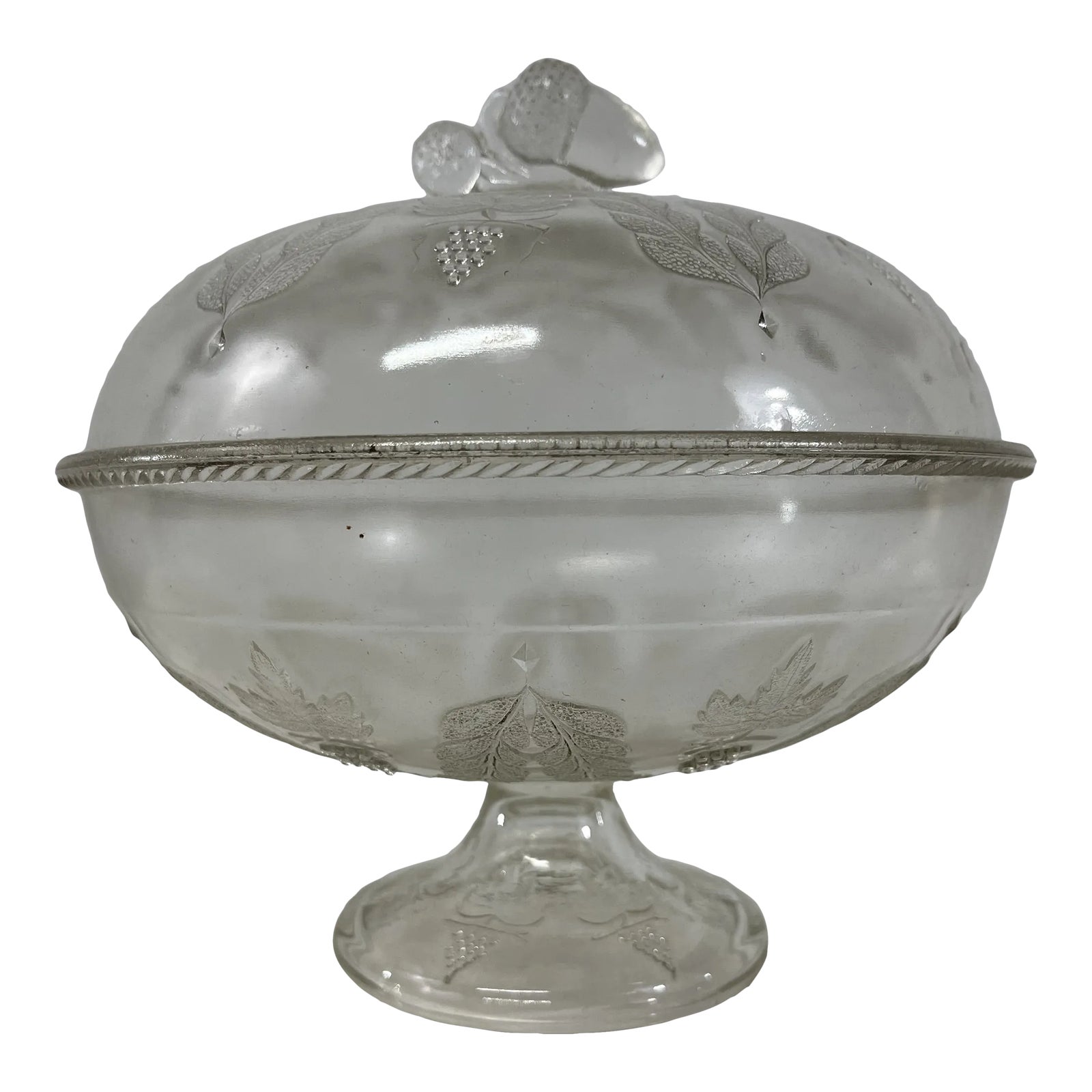 Woodland Footed Glass Compote With Lid | Chairish