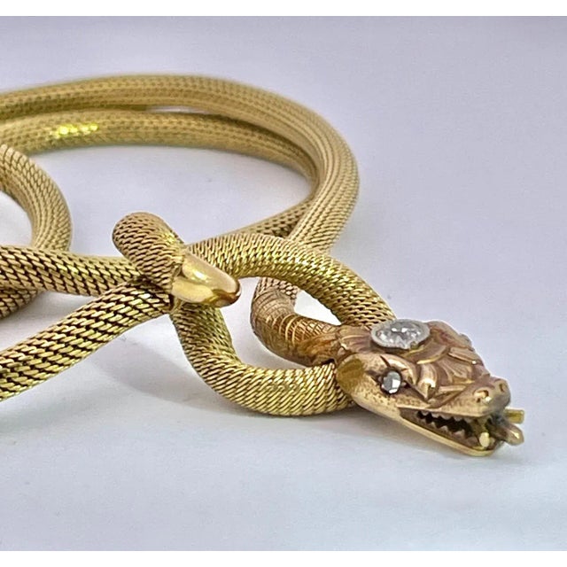 Circa 1900 18k Diamond Head Snake Necklace | Chairish