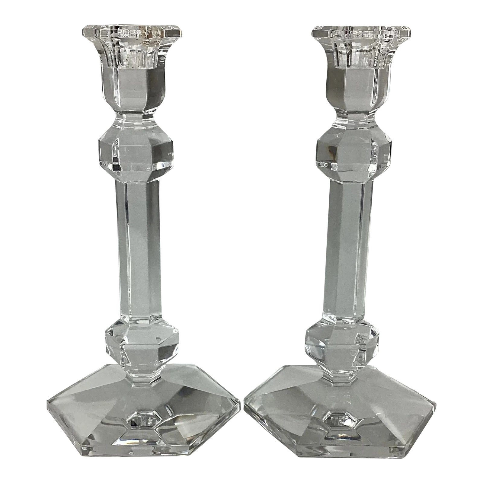 1970s Val St. Lambert Hollywood Regency Crystal Candlesticks - A Pair ...