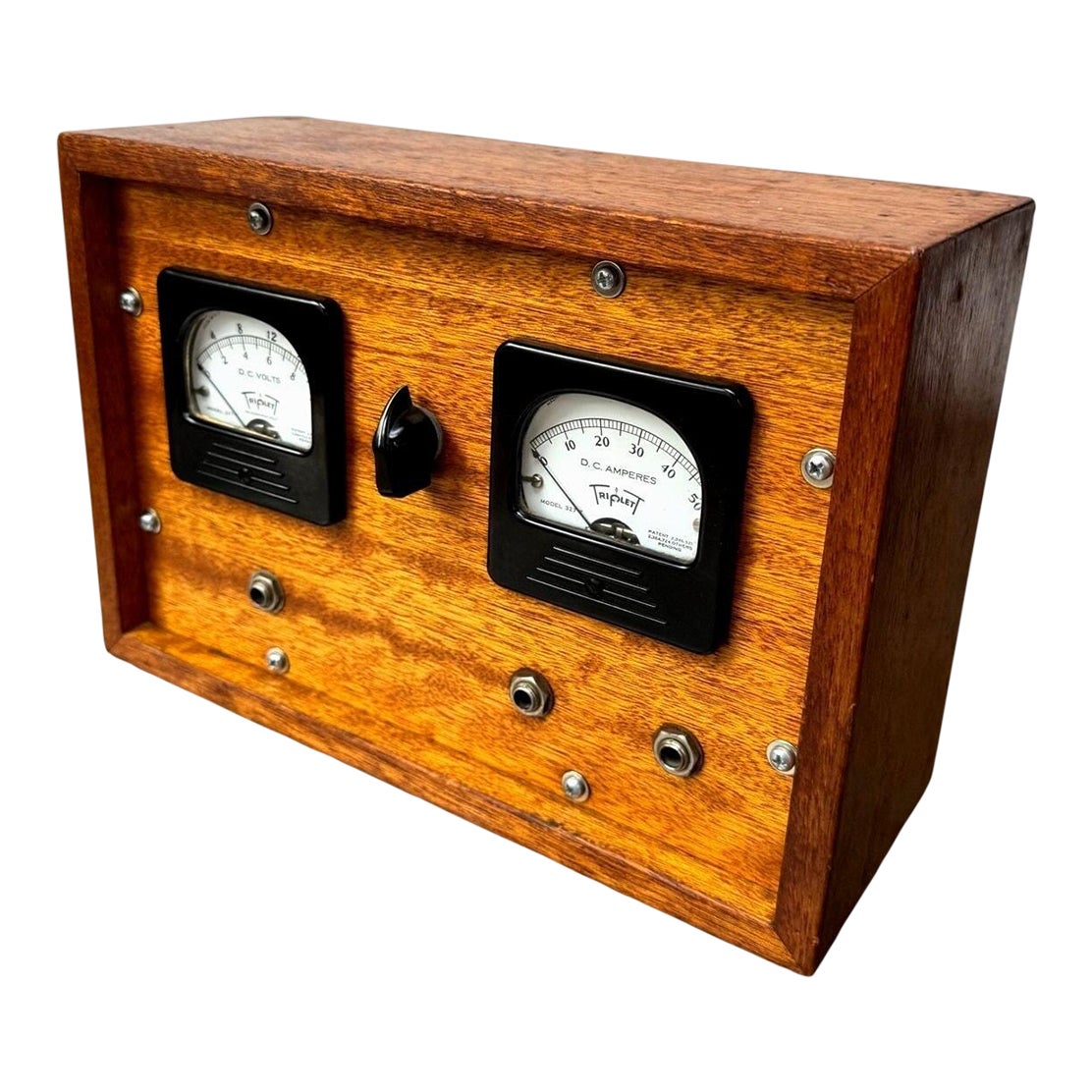 1950's Triplet Volt/Amp Meter Box in Solid Hardwood Case, Industrial ...