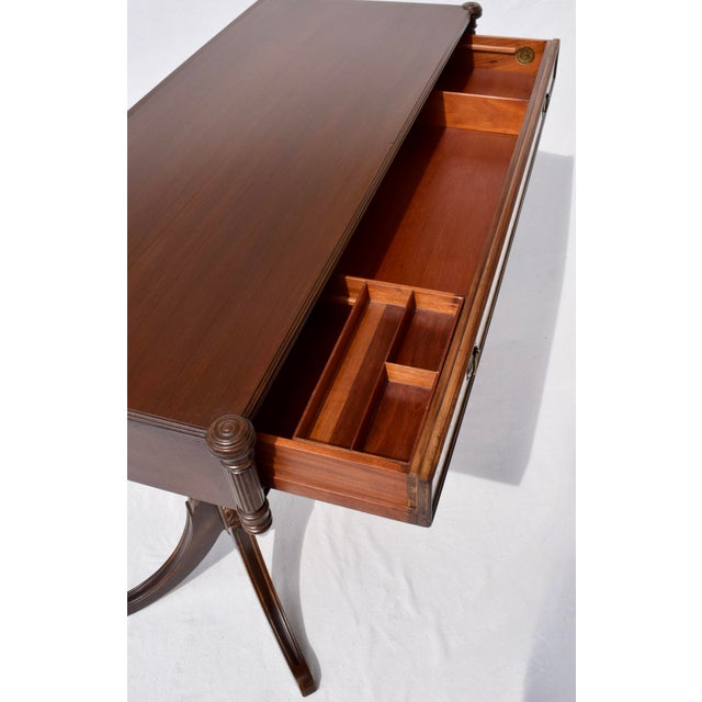 English Regency Style Burl- Wood Library Console Table | Chairish