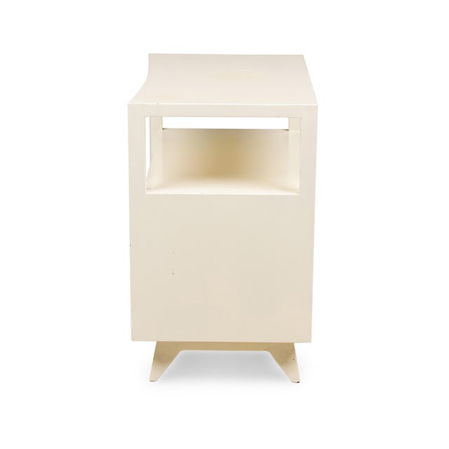 American Contemporary White Two-Tier Concave End Table - A Pair | Chairish