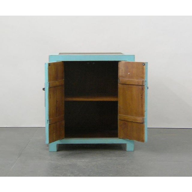 1980s Chinese Northern Country-Style Powder-Blue Lacquered Nightstand ...