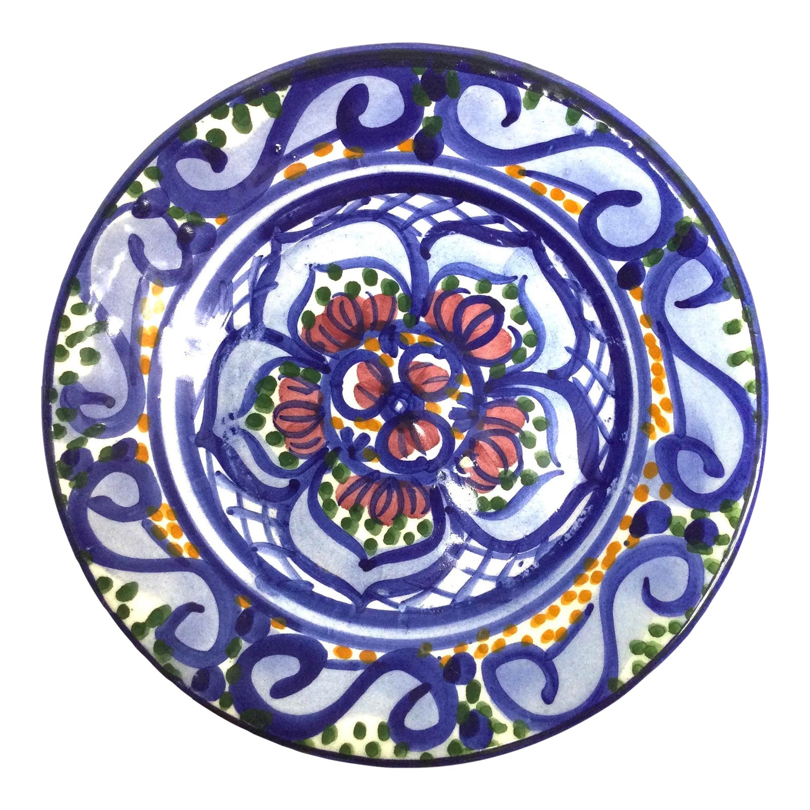 Vintage Pintado Hand Painted Pottery Plate Spain | Chairish