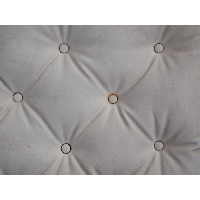 Vintage Cream Ivory Off-White Leather-Wrapped Ottomans Stools with ...