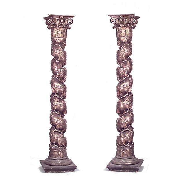 Italian Rococo Solomonic Columns - a Pair | Chairish