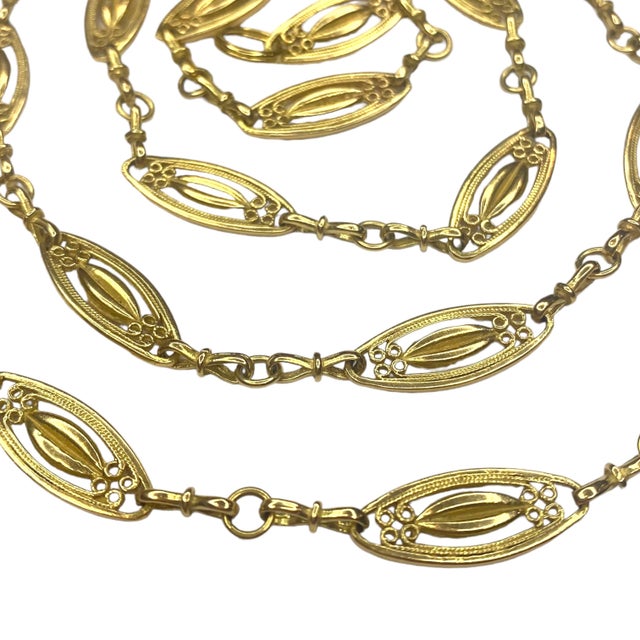 Antique 18k Yellow Gold 42" Long Guard Chain | Chairish