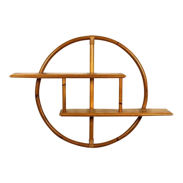 Vintage Rattan Round Circle Wall Shelf Hanger Boho Bohemian Bamboo ...