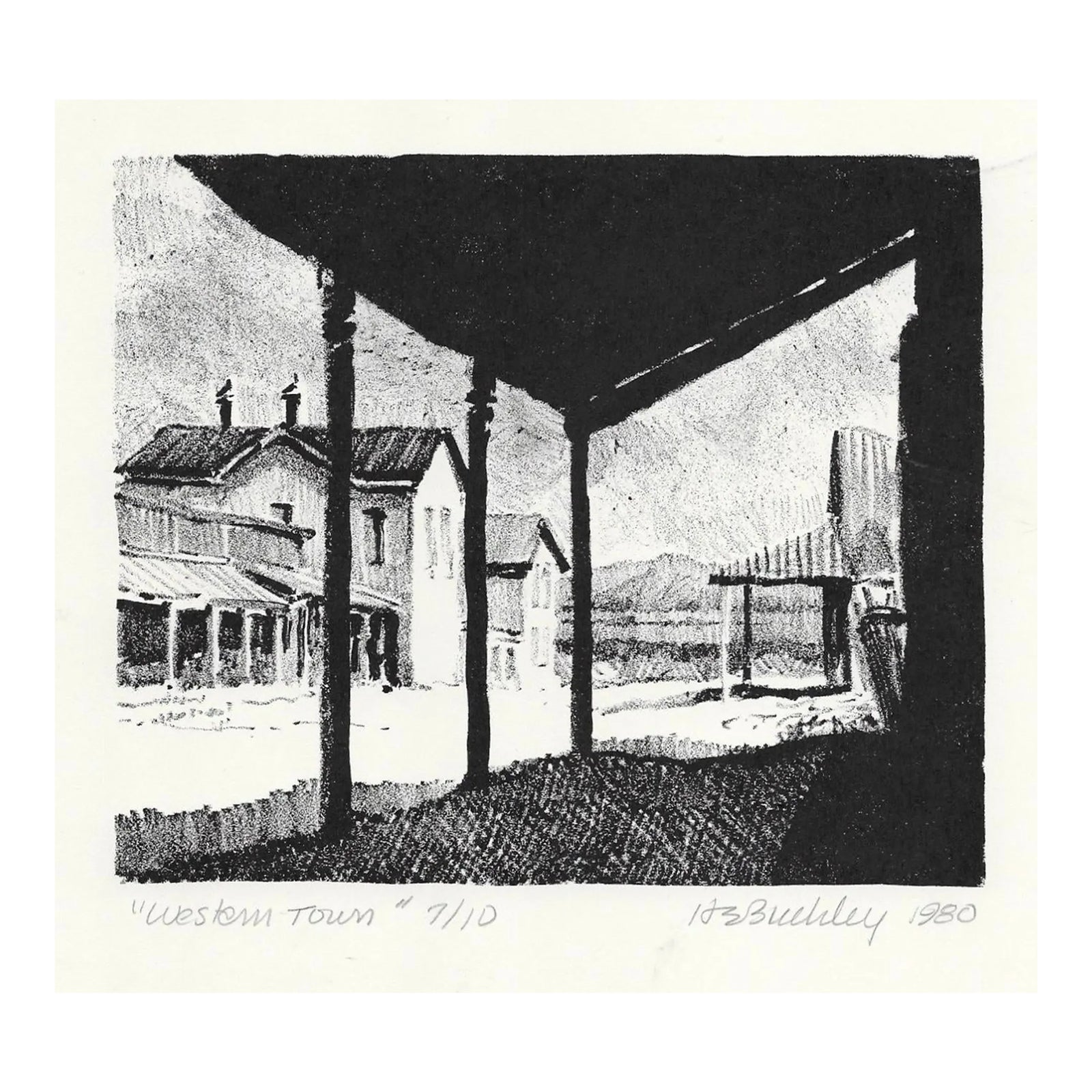 1980 Harry Buckley Western Town Lithograph | Chairish